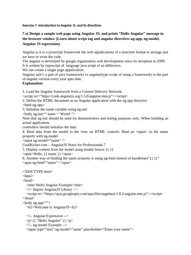 FSD Exercise From 7 to 13 | PDF | Angular Js | Scope (Computer Science)