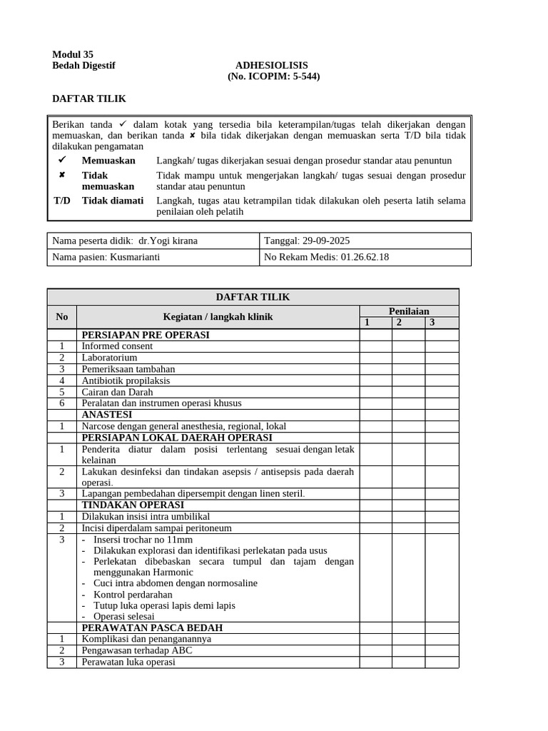 Prosedur Adhesiolisis dalam Bedah Digestif | PDF