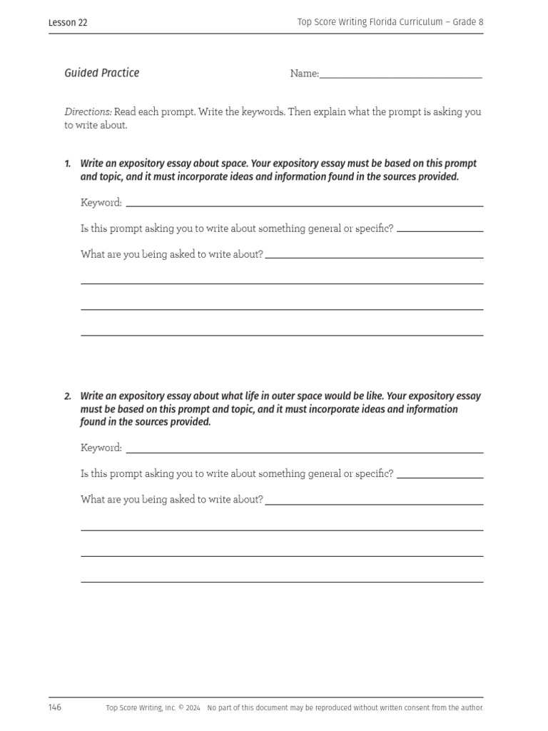 Lesson 22 Analyzing Expository Prompts | PDF