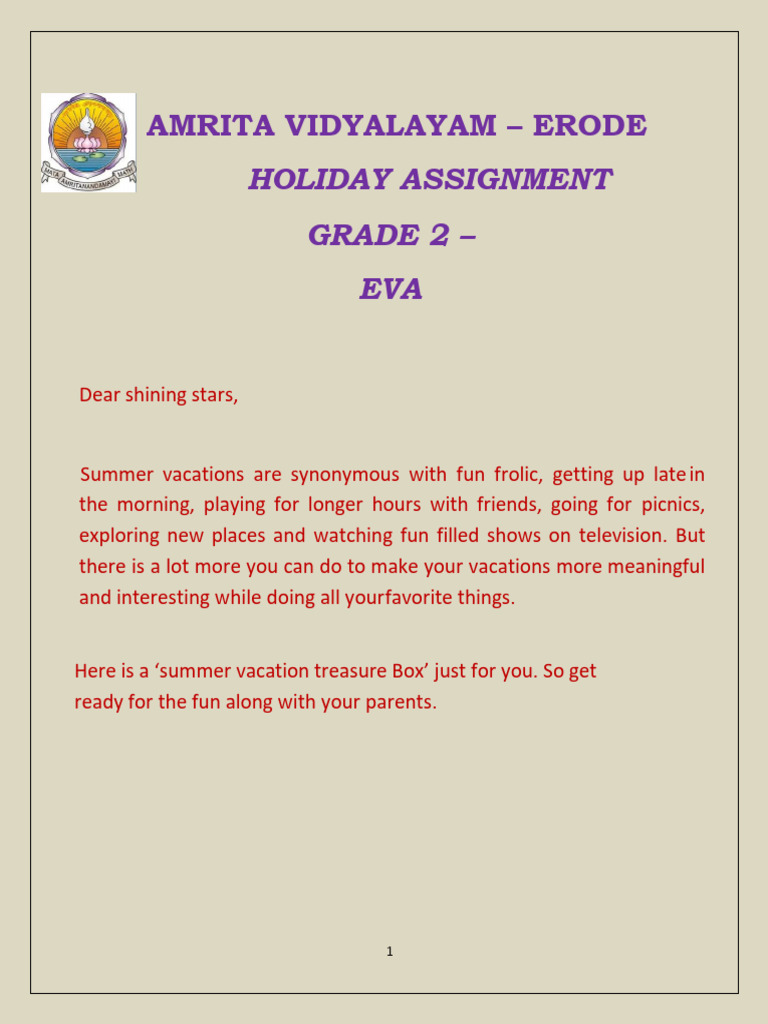 II Holiday Assignment | PDF