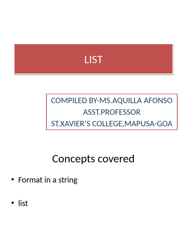 List [unit 3 part 1] | PDF | Computer Programming