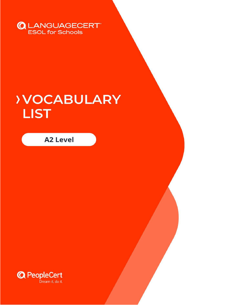 A2 Vocabulary List for LANGUAGECERT ESOL | PDF | Verb | English As A ...