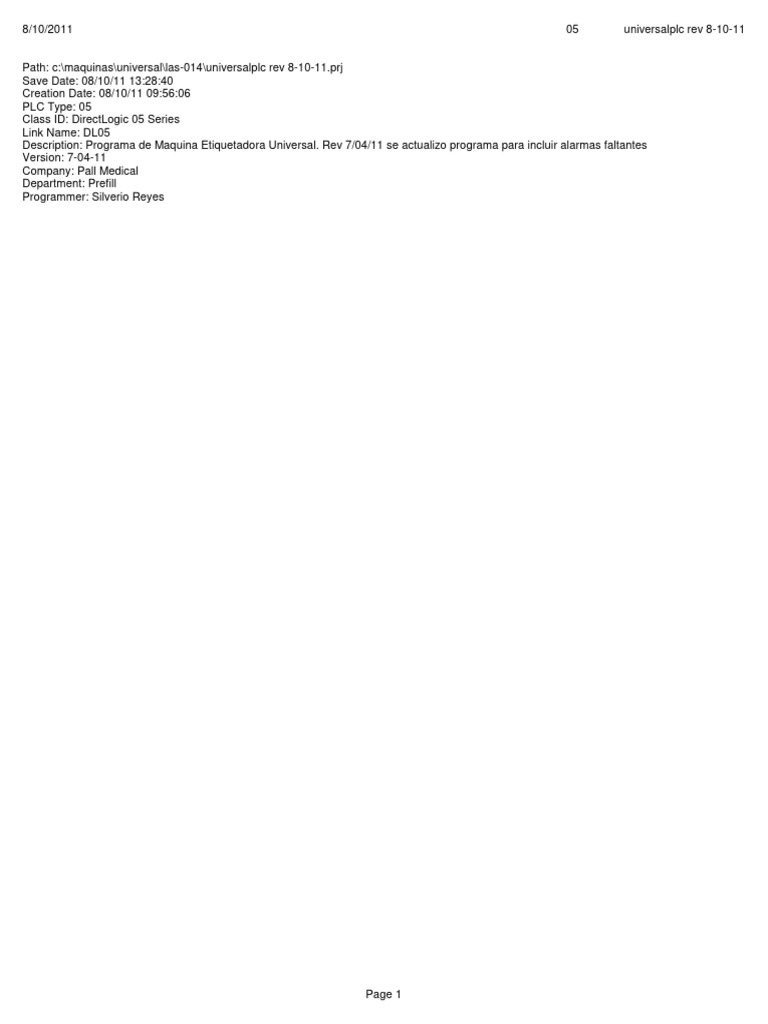 Universal Labeler PLC Upgrade PLC Program 8-10-11 | PDF