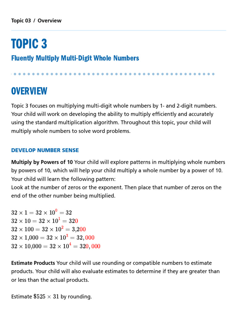 Multiply Multi-Digit Numbers Efficiently | PDF | Multiplication | Rounding