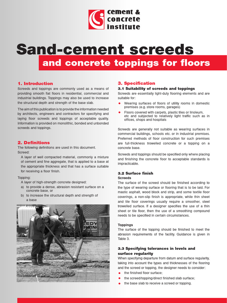 Screeds and Concrete Toppings For Floors | PDF | Concrete ...