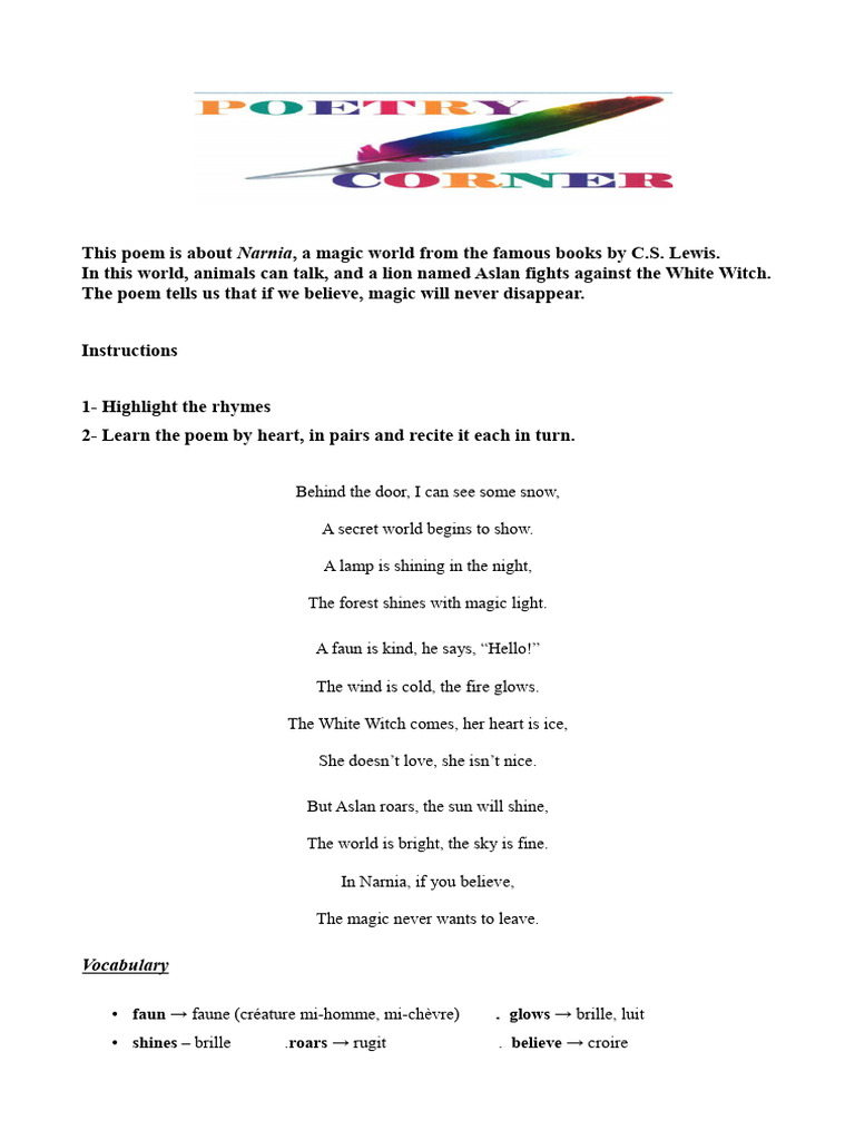 Poetry Narnia World 5emes | PDF