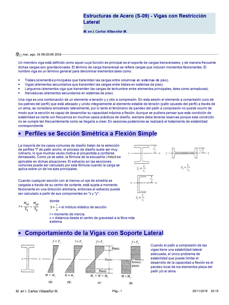 Vigas de Acero: Diseño y Estabilidad Lateral | PDF | Viga (Estructura ...