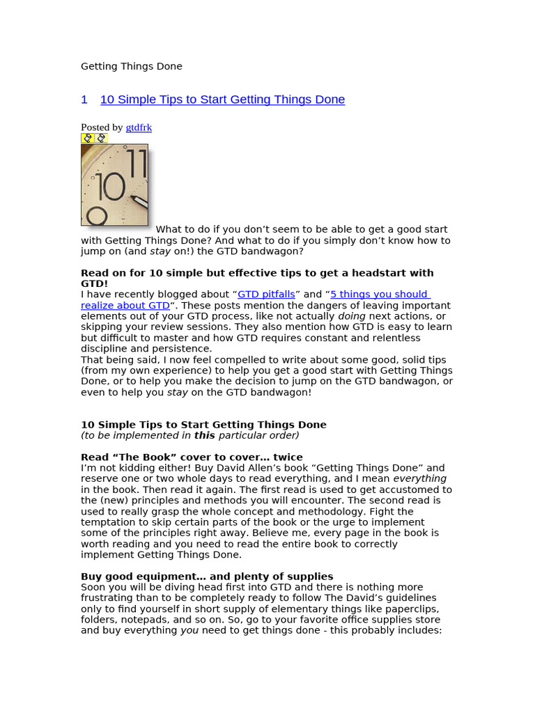 Getting Things Done - Tips | PDF