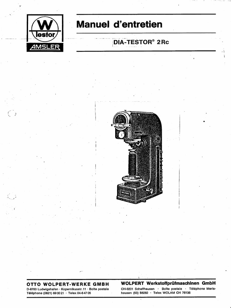 WOLPERT DIA2-RC Hardness Tester MANUEL | PDF