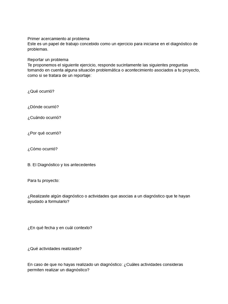 Primer Acercamiento Al Problema | PDF