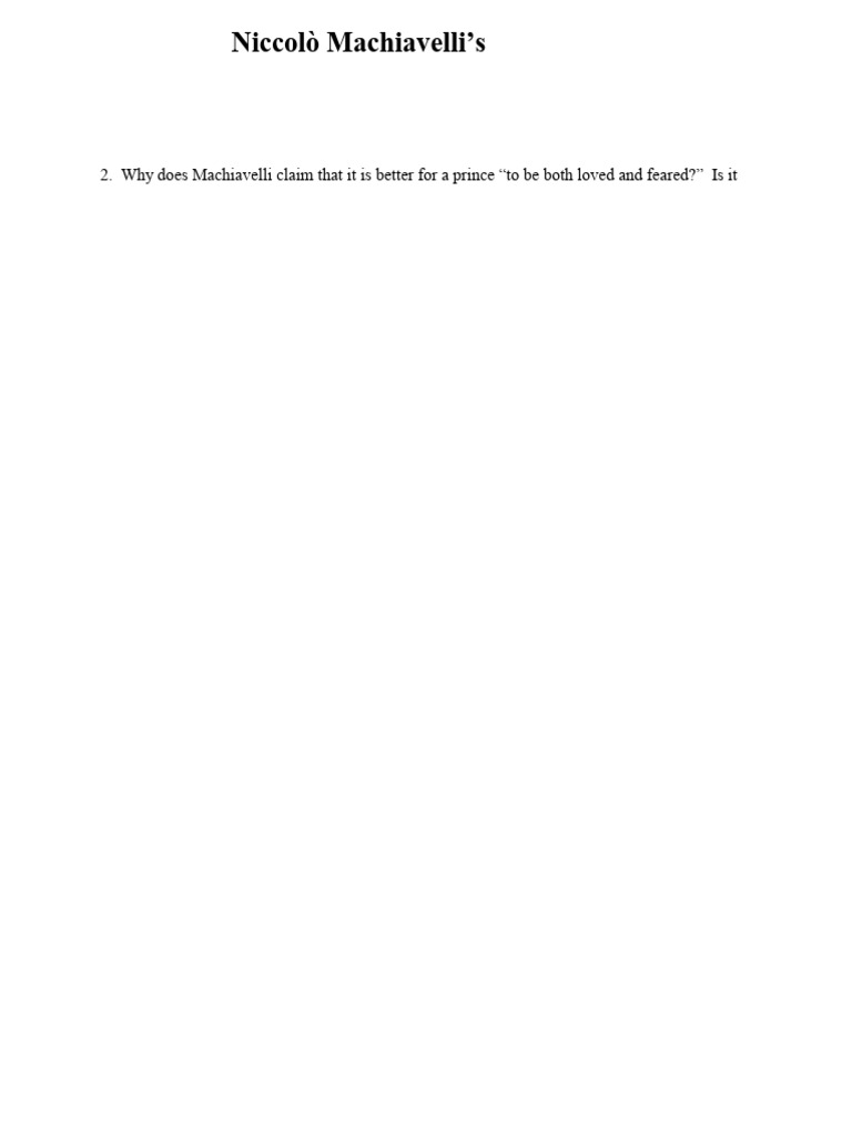 The Prince Discussion Questions | PDF