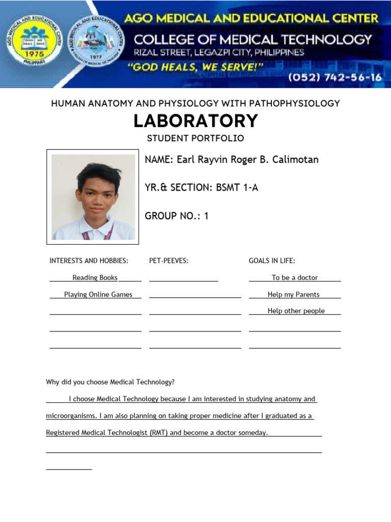 Laboratory: NAME: Earl Rayvin Roger B. Calimotan Yr.& Section: BSMT 1-A ...