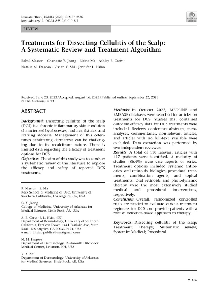 Treatments for Scalp Dissecting Cellulitis | PDF | Clinical Medicine ...