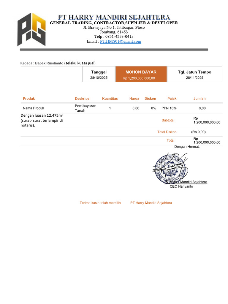 Invoice PT HMS | PDF
