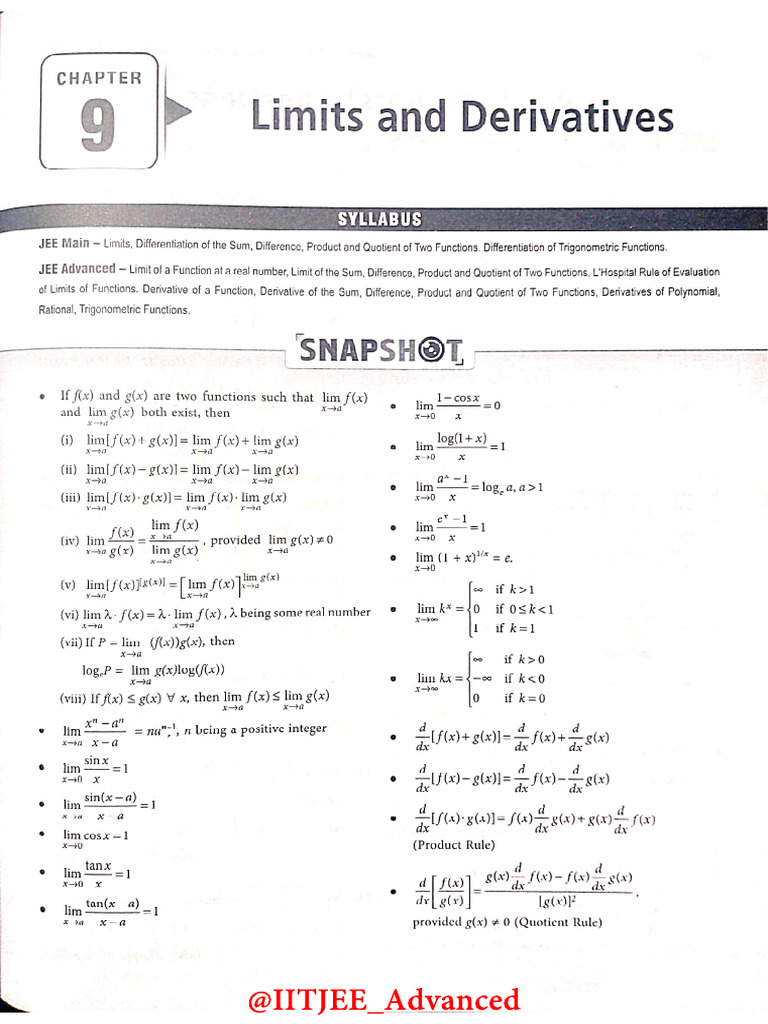 9) Limits and Derivatives | PDF