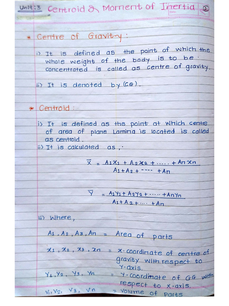 APM Unit 3 Notes Centroid & Moment of Inertia | PDF
