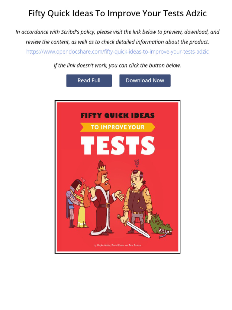 Fifty Quick Ideas To Improve Your Tests Adzic | PDF | Software Testing ...