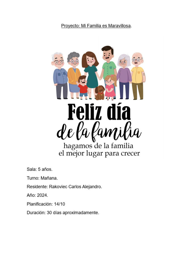 Proyecto Mi Familia Es Maravillosa | PDF