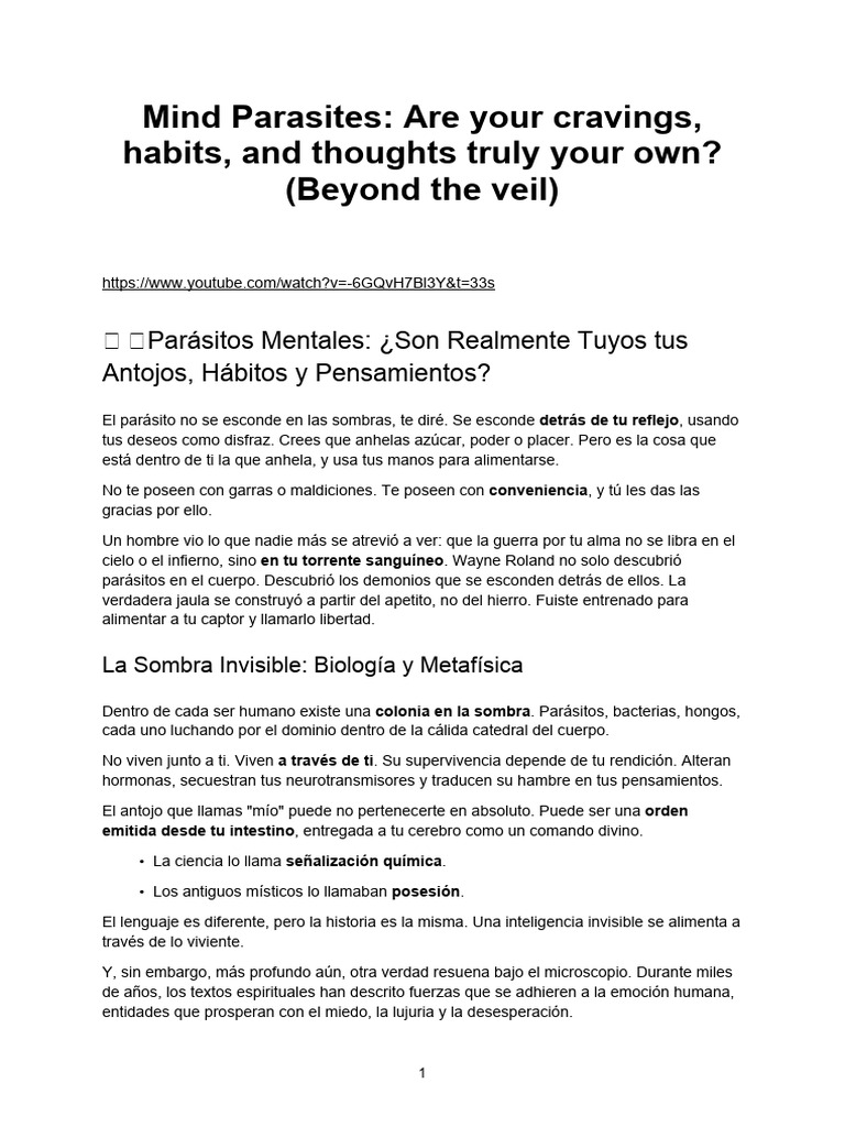 Mind Parasites - Are Your Cravings, Habits, and Thoughts Truly Your Own ...