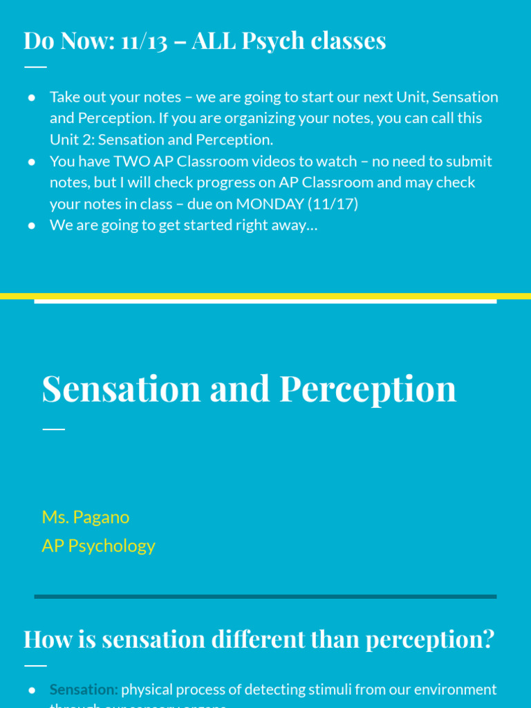 Sensation and Perception in Psychology | PDF | Taste | Senses
