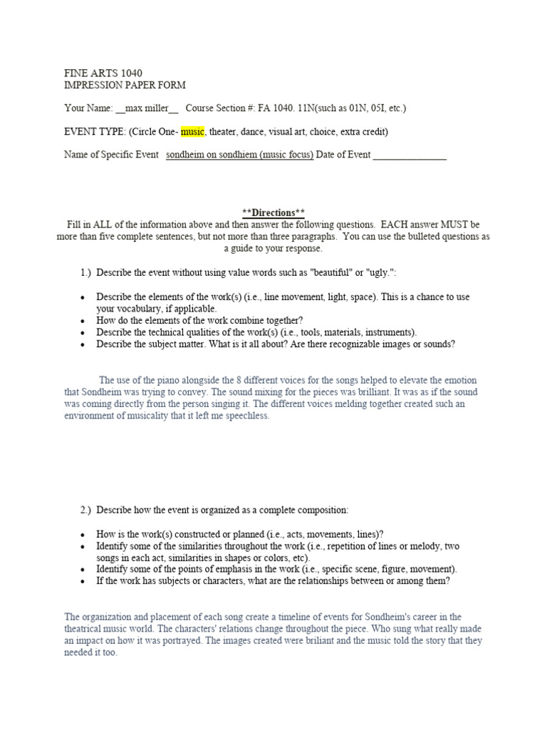 Impression Paper Form | PDF