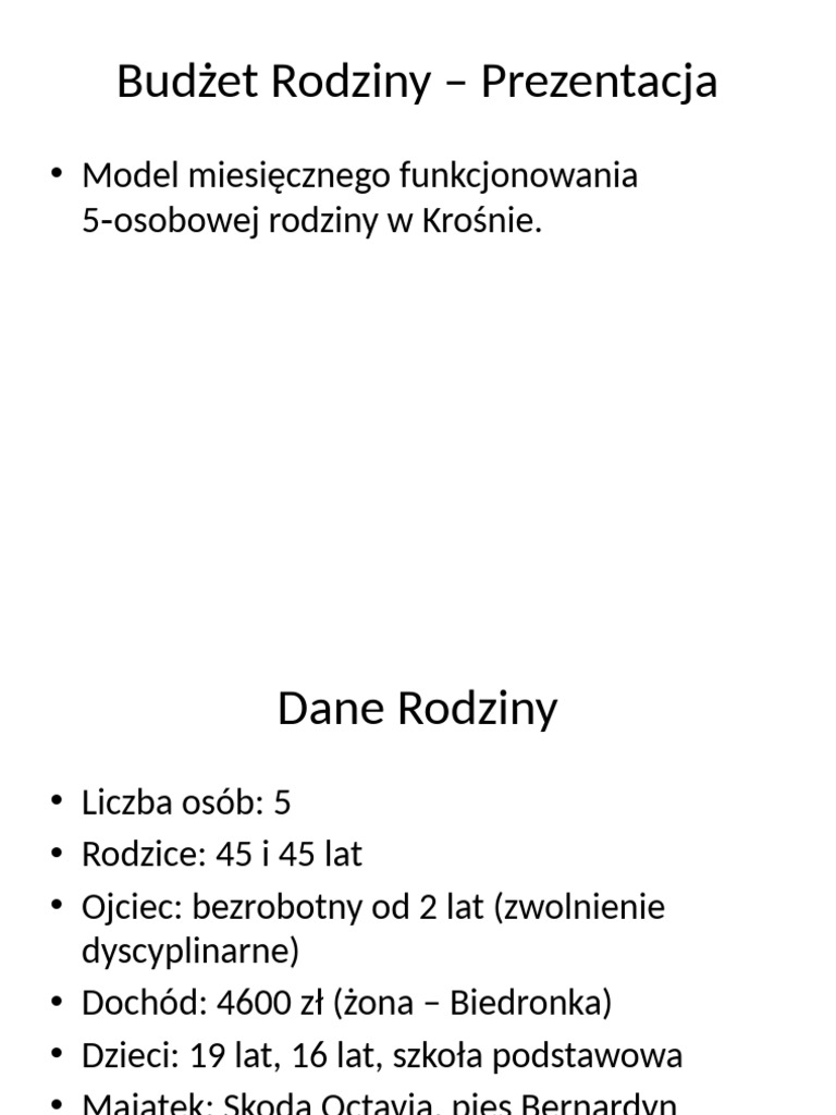 Prezentacja Budzet Rodziny | PDF