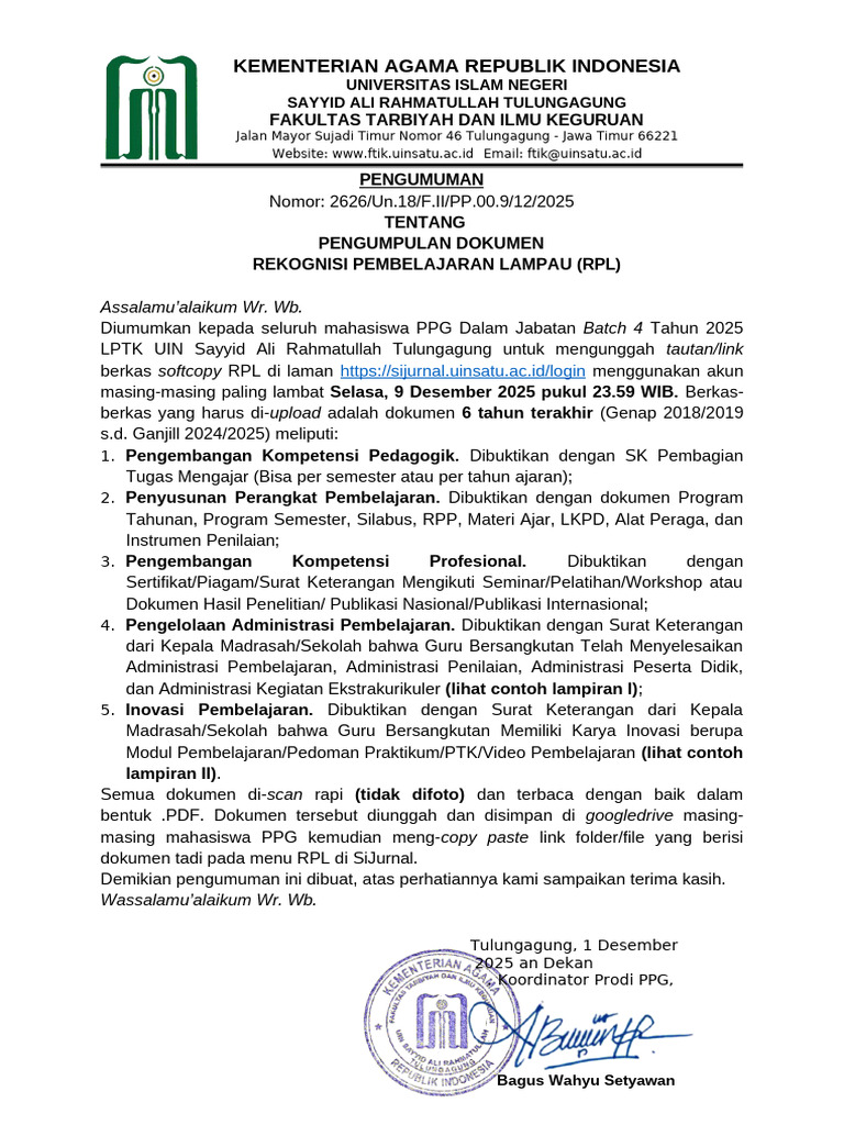 Pengumpulan Dokumen RPL PPG 2025 | PDF