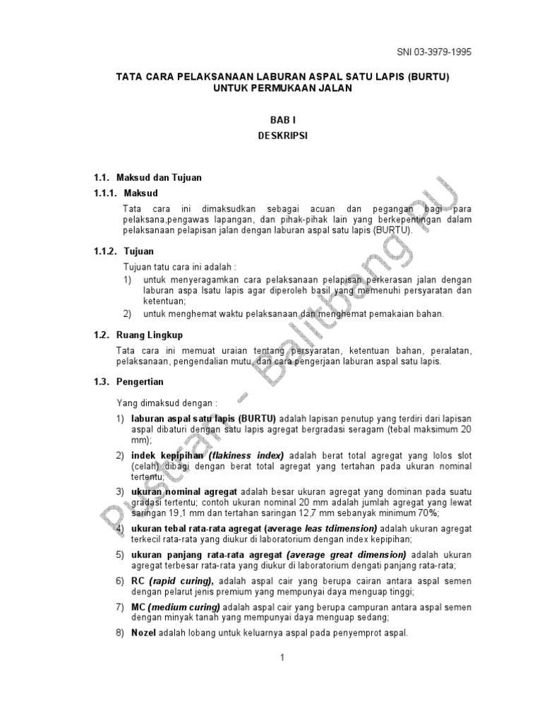 Tata Cara Laburan Aspal Satu Lapis | PDF | Sains & Matematika ...