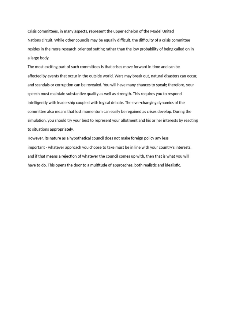 Crisis Committee Introduction | PDF