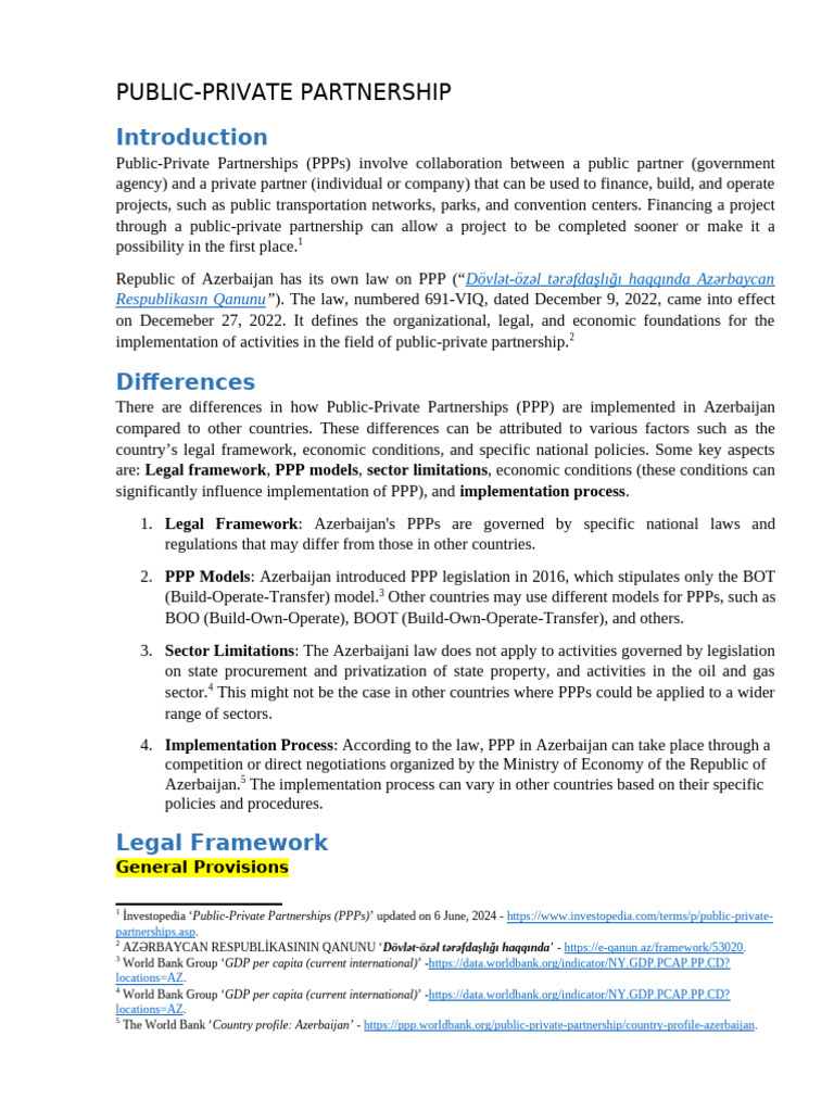 Azerbaijan's Public-Private Partnerships Guide | PDF | Public–Private ...