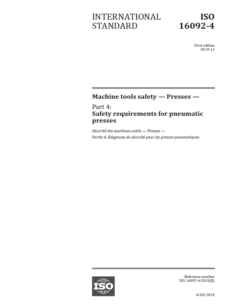 Pneumatic Press Safety Standards ISO 16092-4 | PDF | International ...