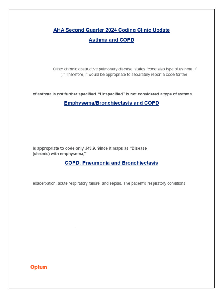 AHA Q2 2024 Coding Clinic Insights | PDF | Chronic Obstructive ...