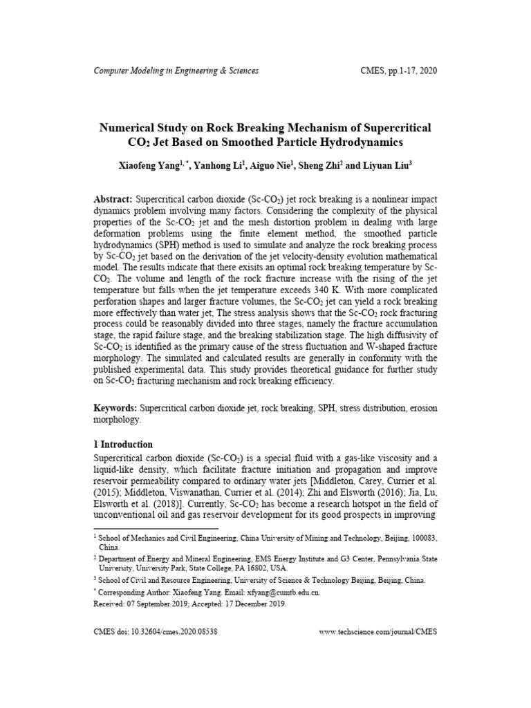 Sc-CO2 Jet Rock Breaking Mechanism | PDF | Stress (Mechanics ...