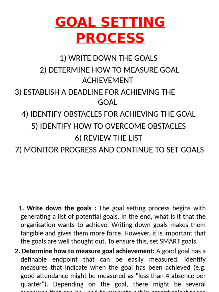 Effective Goal Setting Process Guide | PDF | Goal | Goal Setting