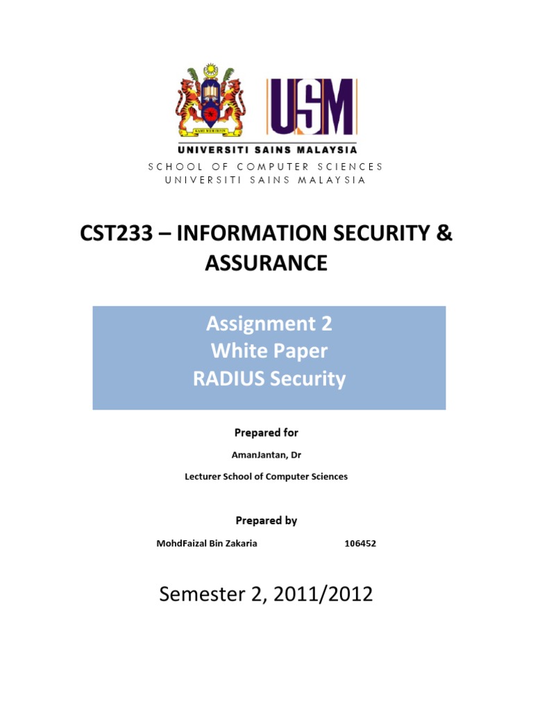 Cst233 - Information Security & Assurance: Assignment 1 Assignment 2 ...