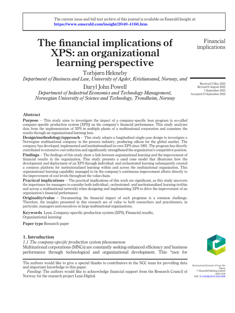 Financial Impact of Company-Specific Lean Systems | PDF | Lean ...