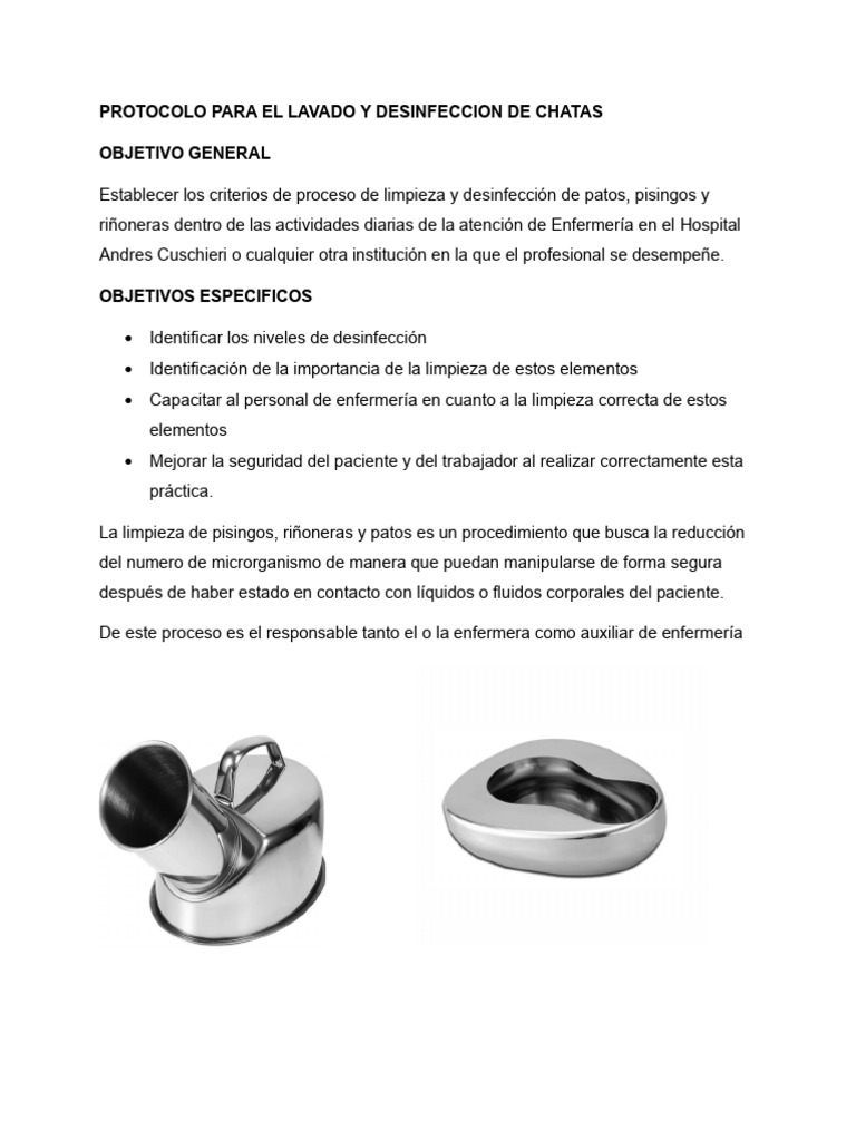 Protocolo de Limpieza y Desinfección de Chatás | PDF | Las bacterias ...