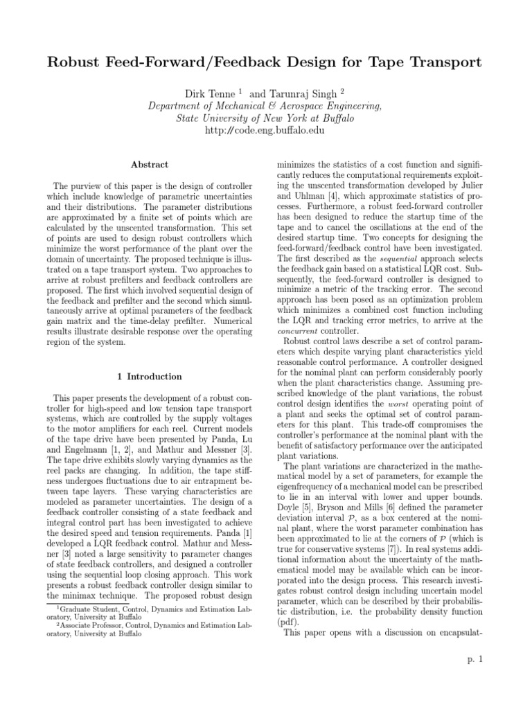 Tape - Drive - Same As Matlab Lqi Control | PDF | Probability Density ...