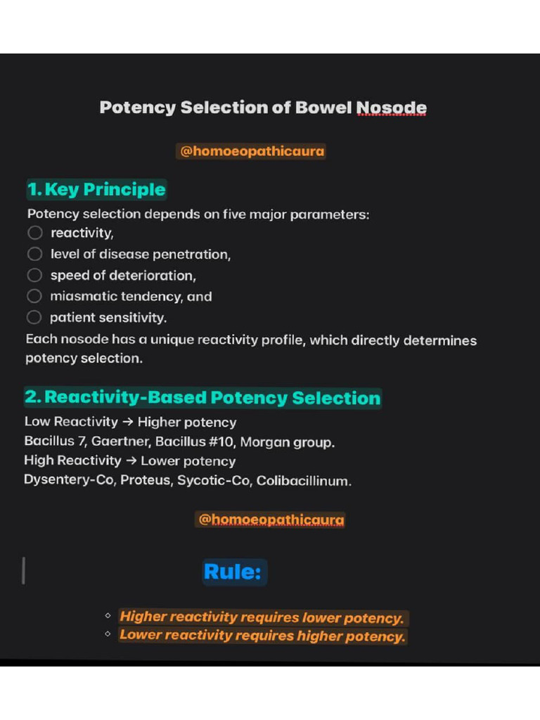 Bowel Nosodes Potency Selection | PDF