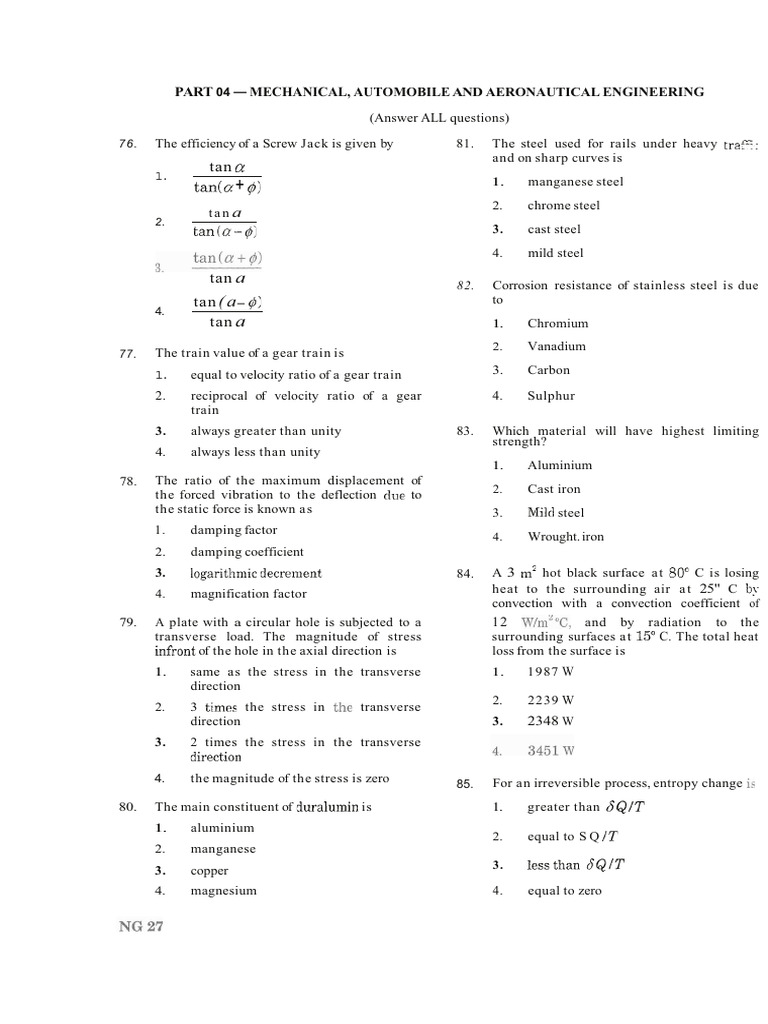 TANCET ME MTech Questions Previous Years Papers 5 8 | PDF | Steel ...