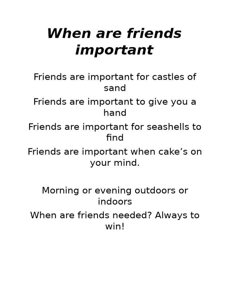 When Are Friends Important | PDF