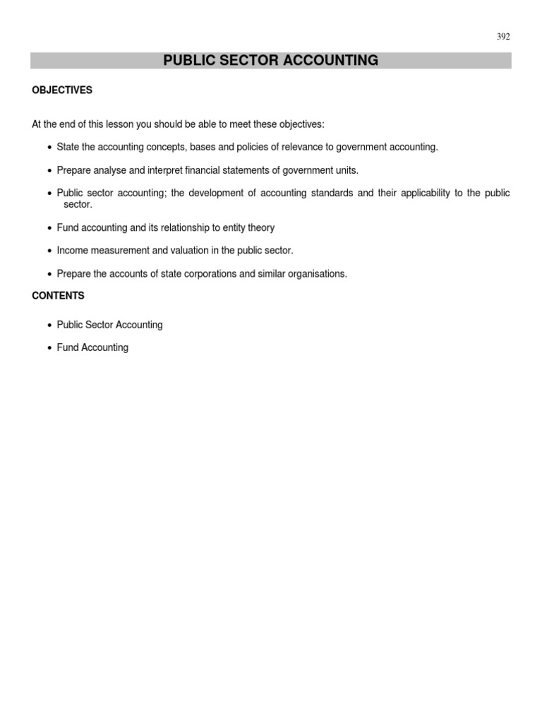 Objectives of Public Sector Accounting | PDF | Fund Accounting | Debits ...