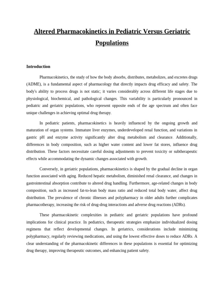 Pediatric vs. Geriatric Pharmacokinetics | PDF | Pharmacokinetics ...