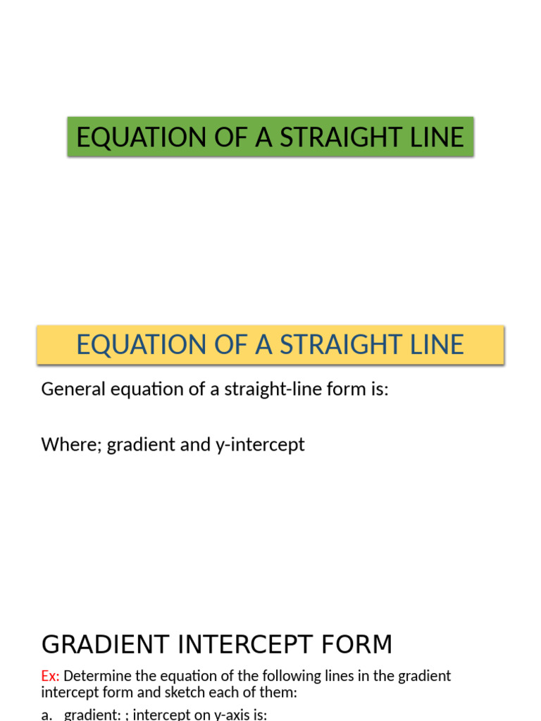 FMATH - SS1 Equation of A Straight-Line | PDF | Line (Geometry) | Slope