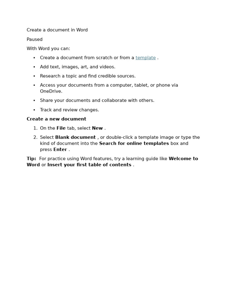 Create A Document in Word | PDF