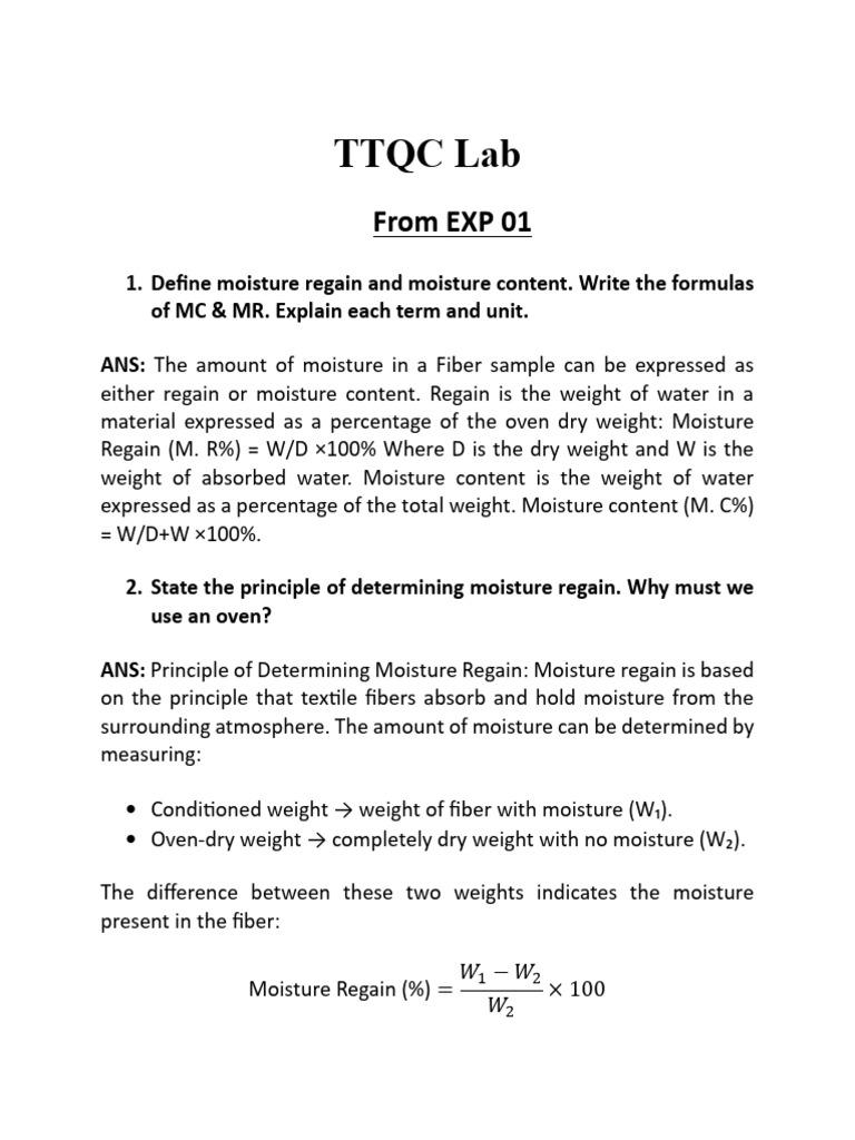 Understanding Moisture Regain in Textiles | PDF | Yarn