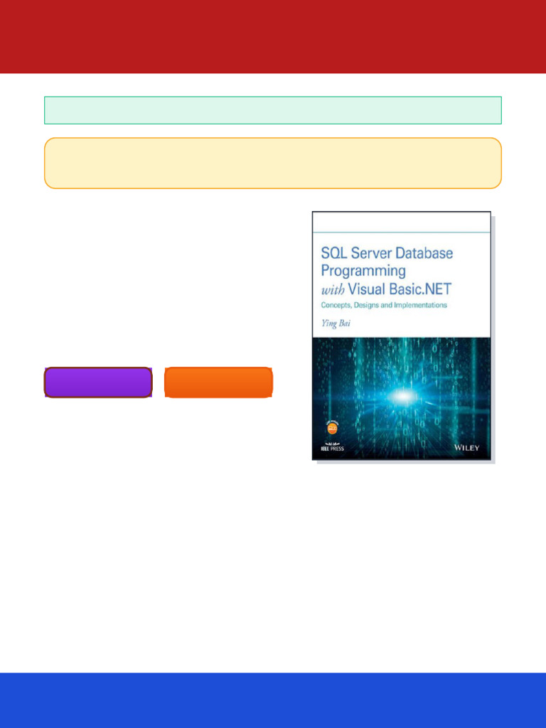 SQL Server Database Programming With Visual Basic NET Concepts Designs ...