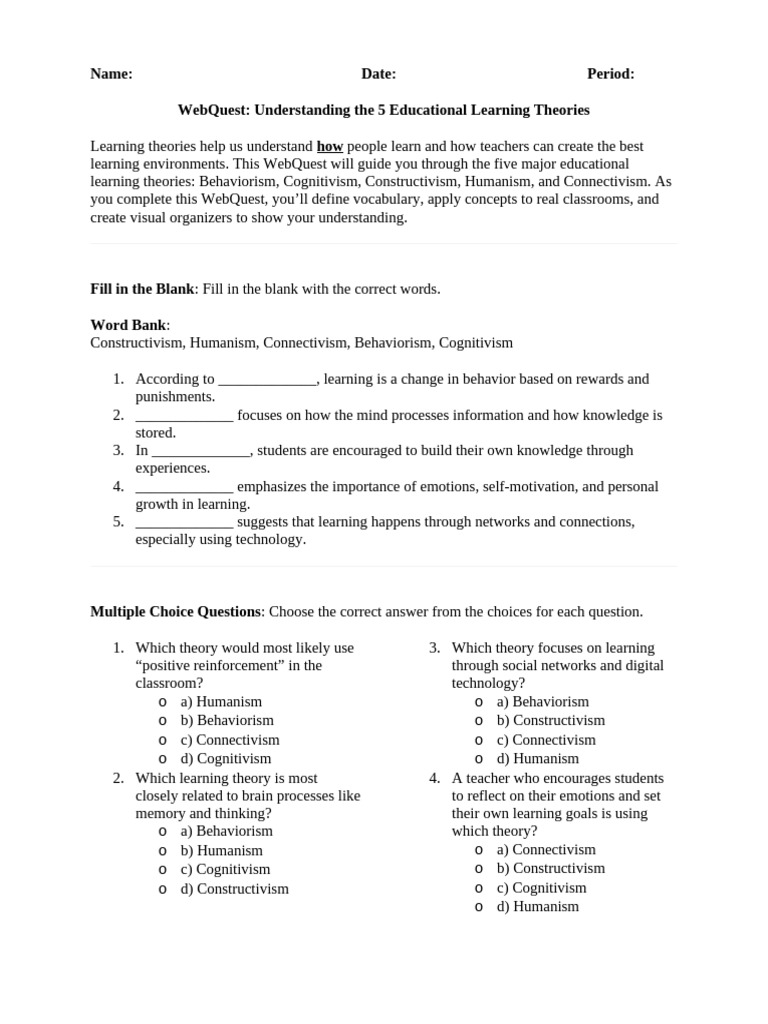 5 Key Educational Learning Theories | PDF | Learning Theory (Education ...