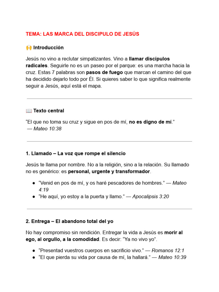 Tema - Las Marca Del Discipulo de Jesús | PDF | Jesús | Epístola a los ...