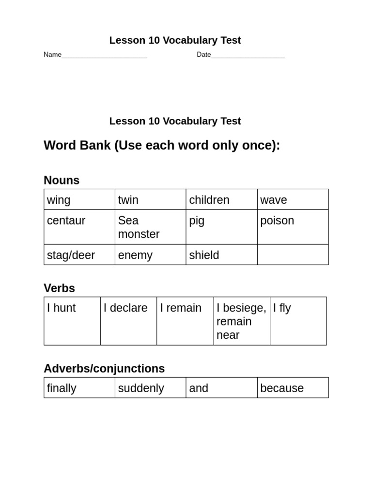 Latin IV - Lesson 10 Voc - Grammar Test | PDF